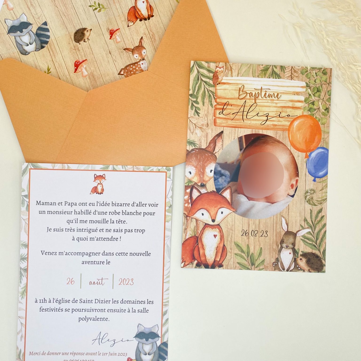 Faire-part baptême original - O'rose création