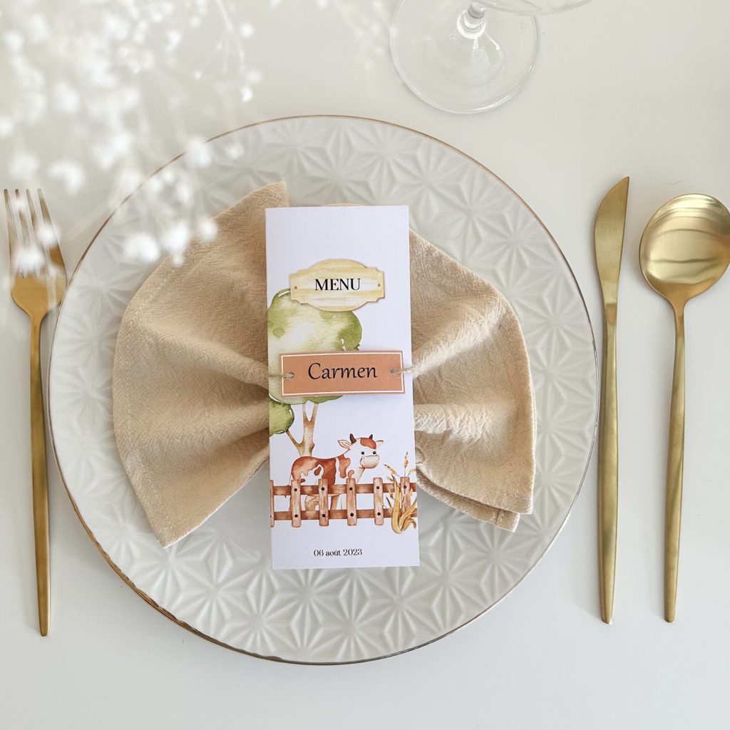 Menu Baptême - O'rose création